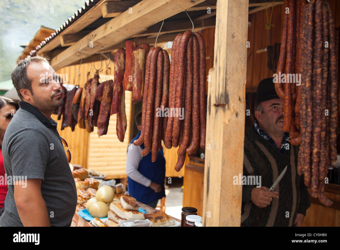 View of a traditional butchery fair Stock Photo - Alamy