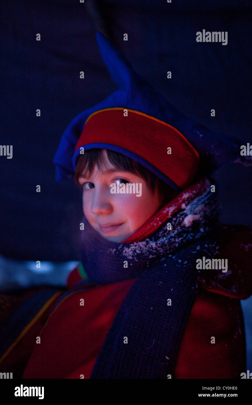 sami boy in lapland (Finland Stock Photo - Alamy