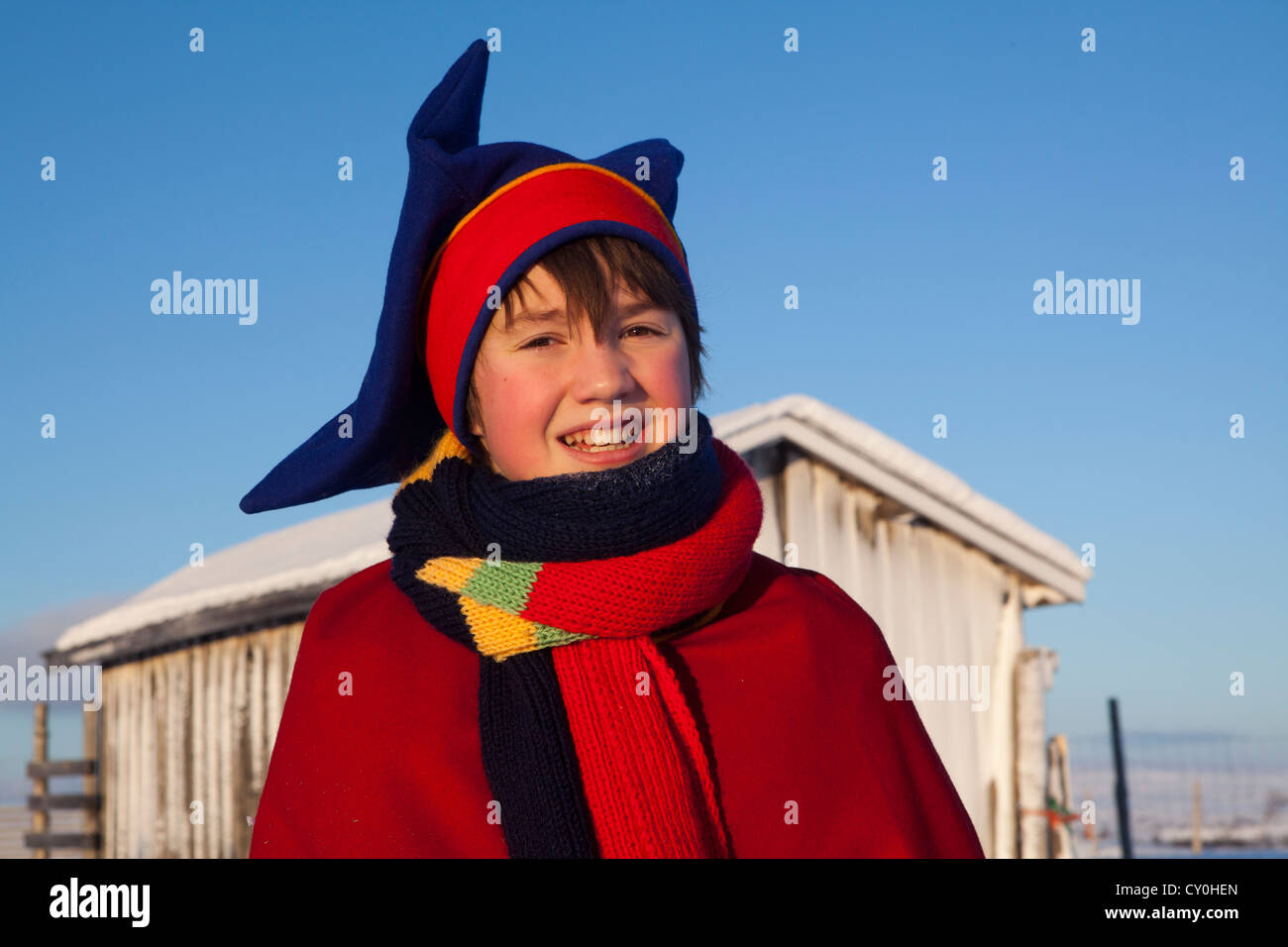 sami boy in lapland (Finland Stock Photo - Alamy