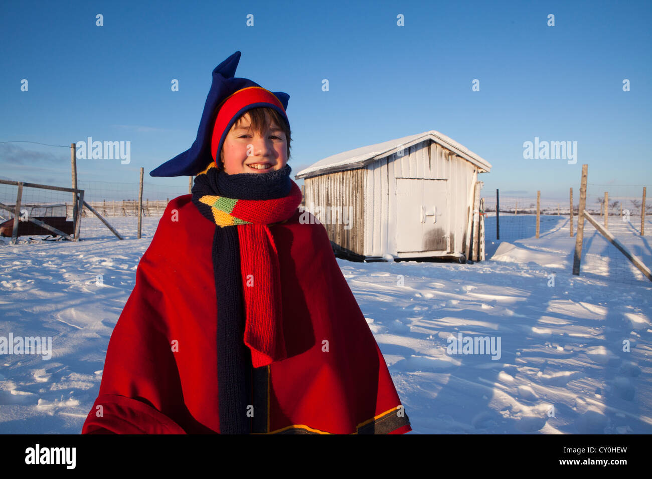 sami boy in lapland (Finland Stock Photo - Alamy