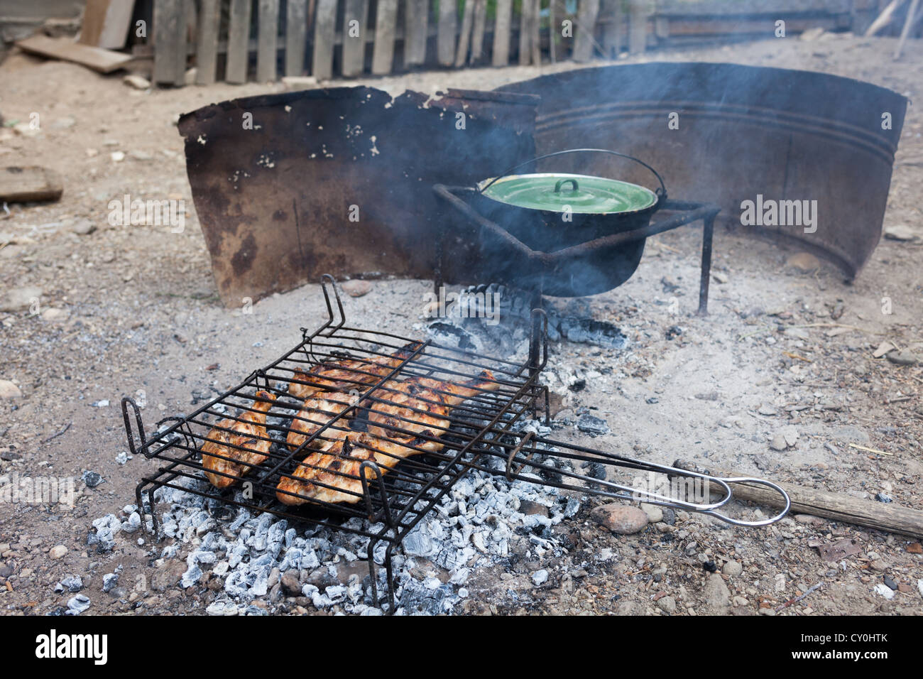 Closeup of a barbecue grill in the countryside Stock Photo - Alamy