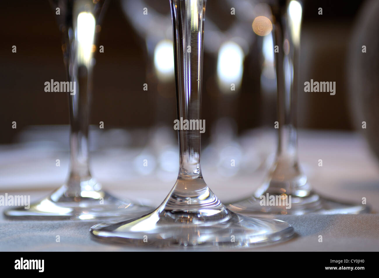 Bottom of Three Wine Glasses Stock Photo - Alamy