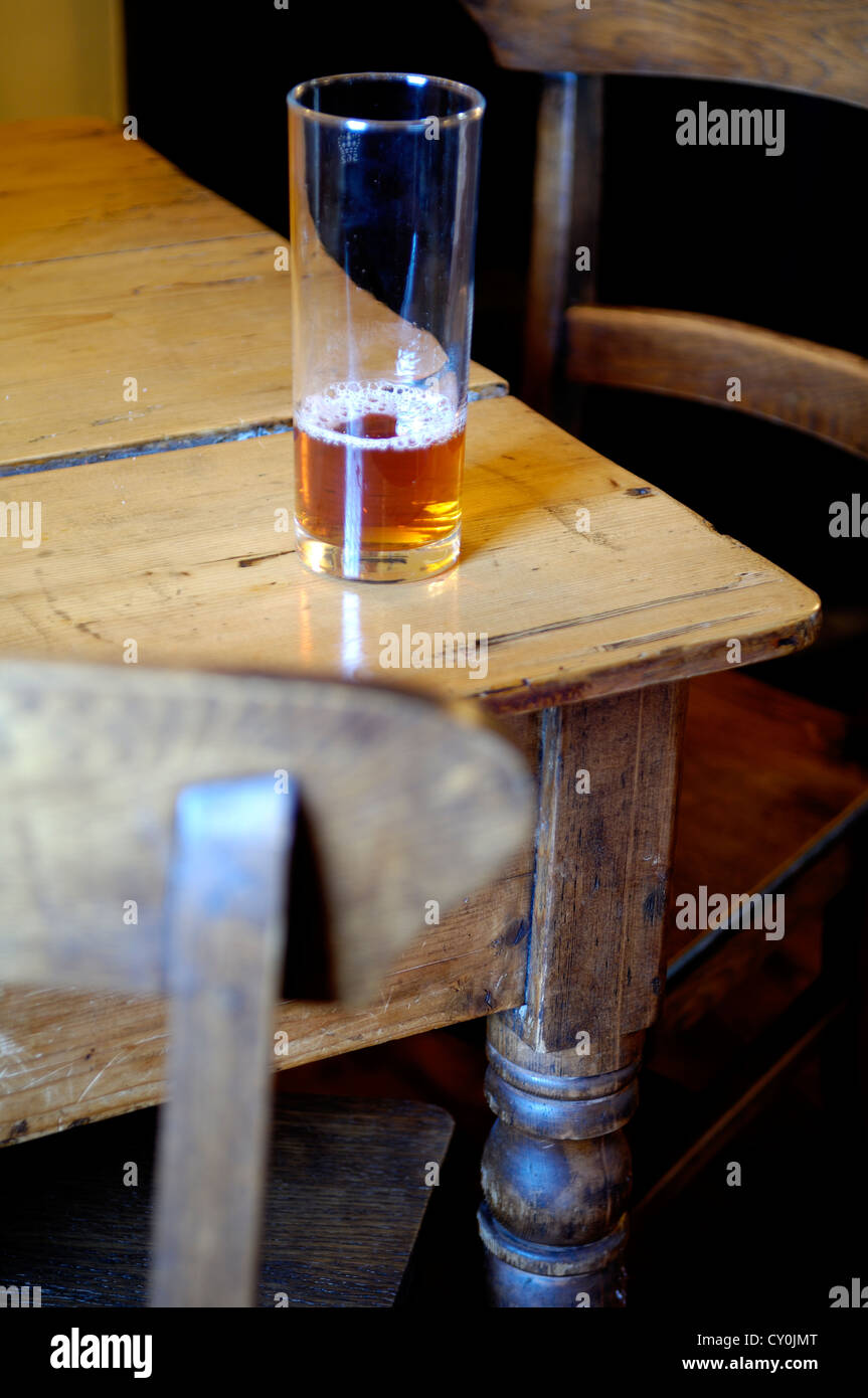 Drink on Wooden Table with Chairs Stock Photo - Alamy