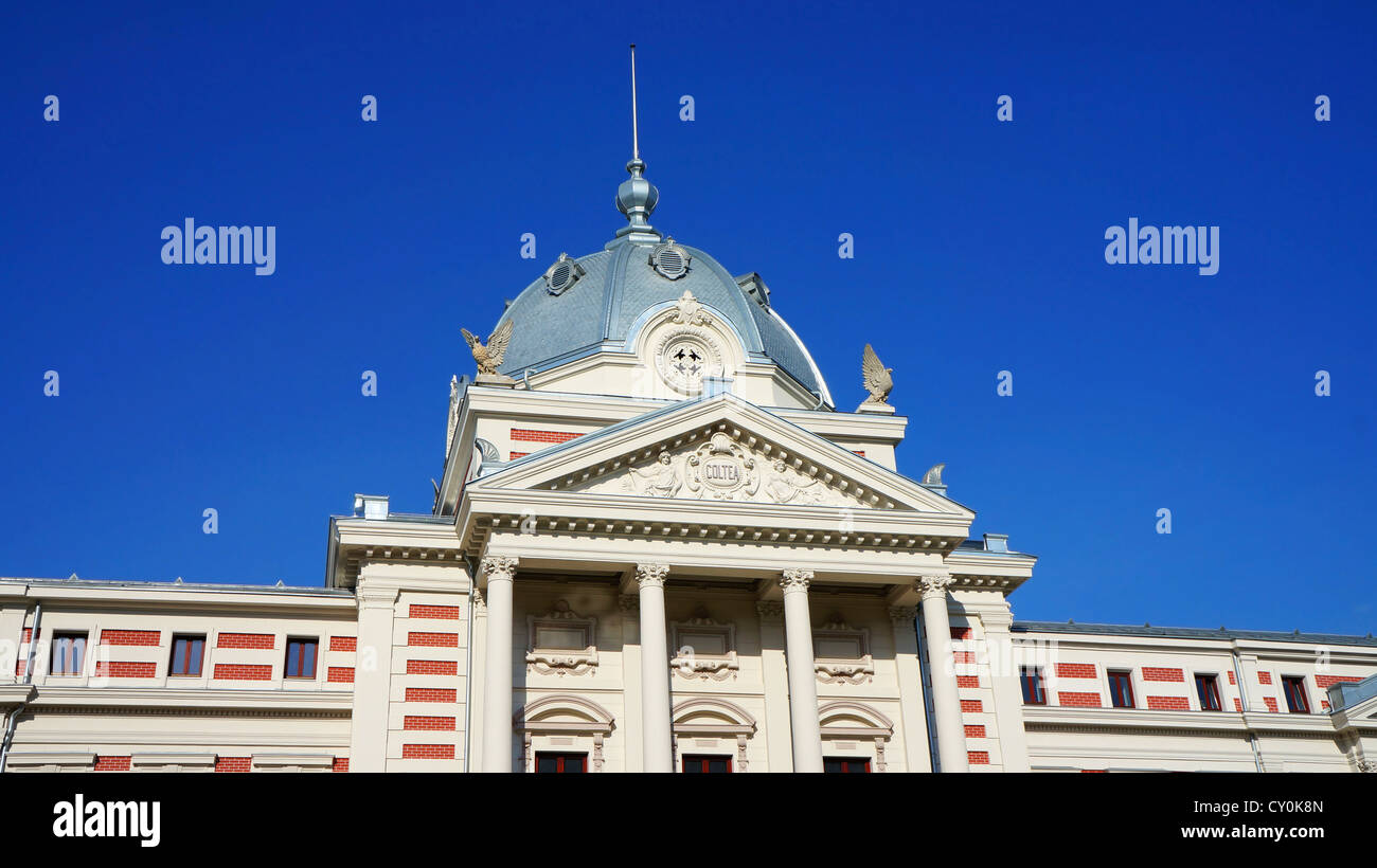 View of a romanian landmark in the city of Bucarest with a beautiful ...