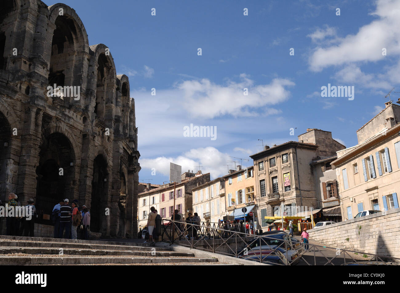 view of the ancient Roman amphitheater in Arles Stock Photo - Alamy