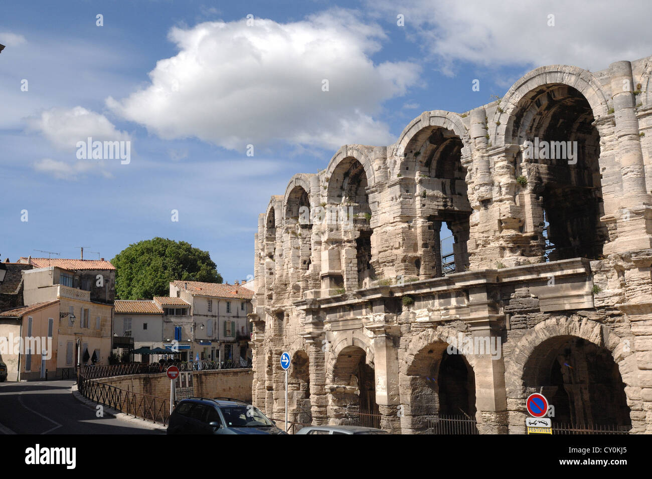 view of the ancient Roman amphitheater in Arles Stock Photo - Alamy