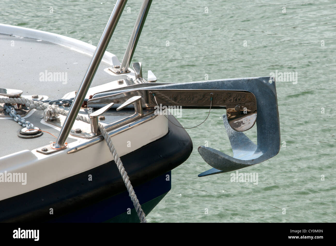 Anchor on Front of Boat Stock Photo - Alamy