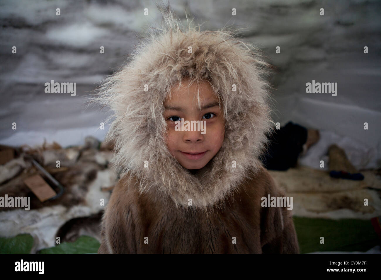 Inuit boy on the North Pole Stock Photo - Alamy