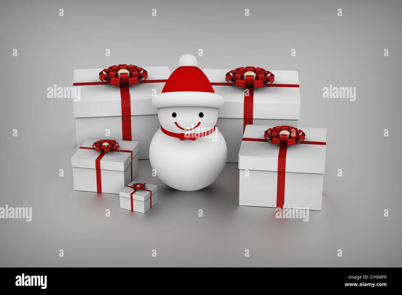 Snowman and gift boxes Stock Photo - Alamy