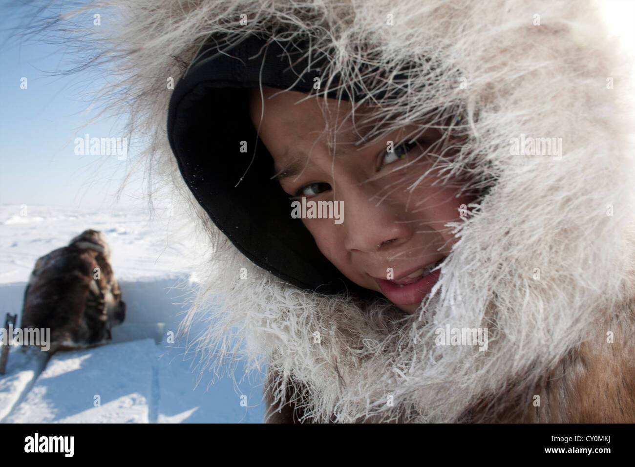 Inuit boy on the North Pole Stock Photo - Alamy
