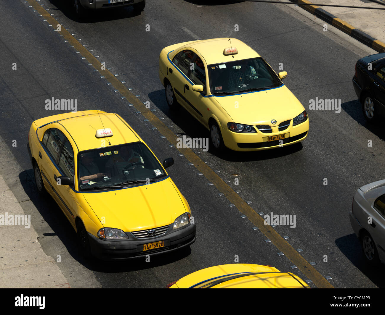 Yellow taxi athens hi-res stock photography and images - Alamy