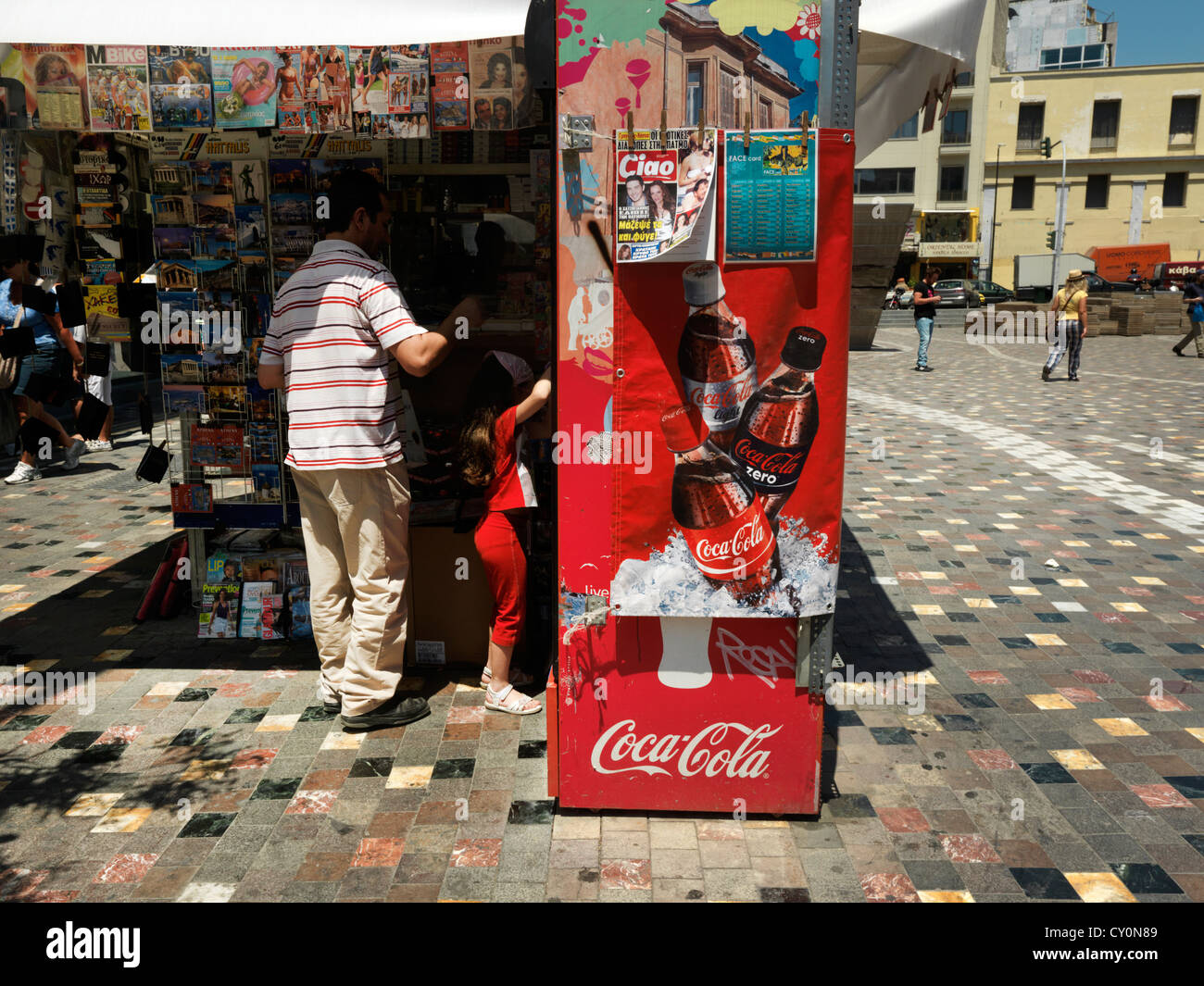 Athens Greece Plaka Man At Newspaper Stand Stock Photo - Alamy