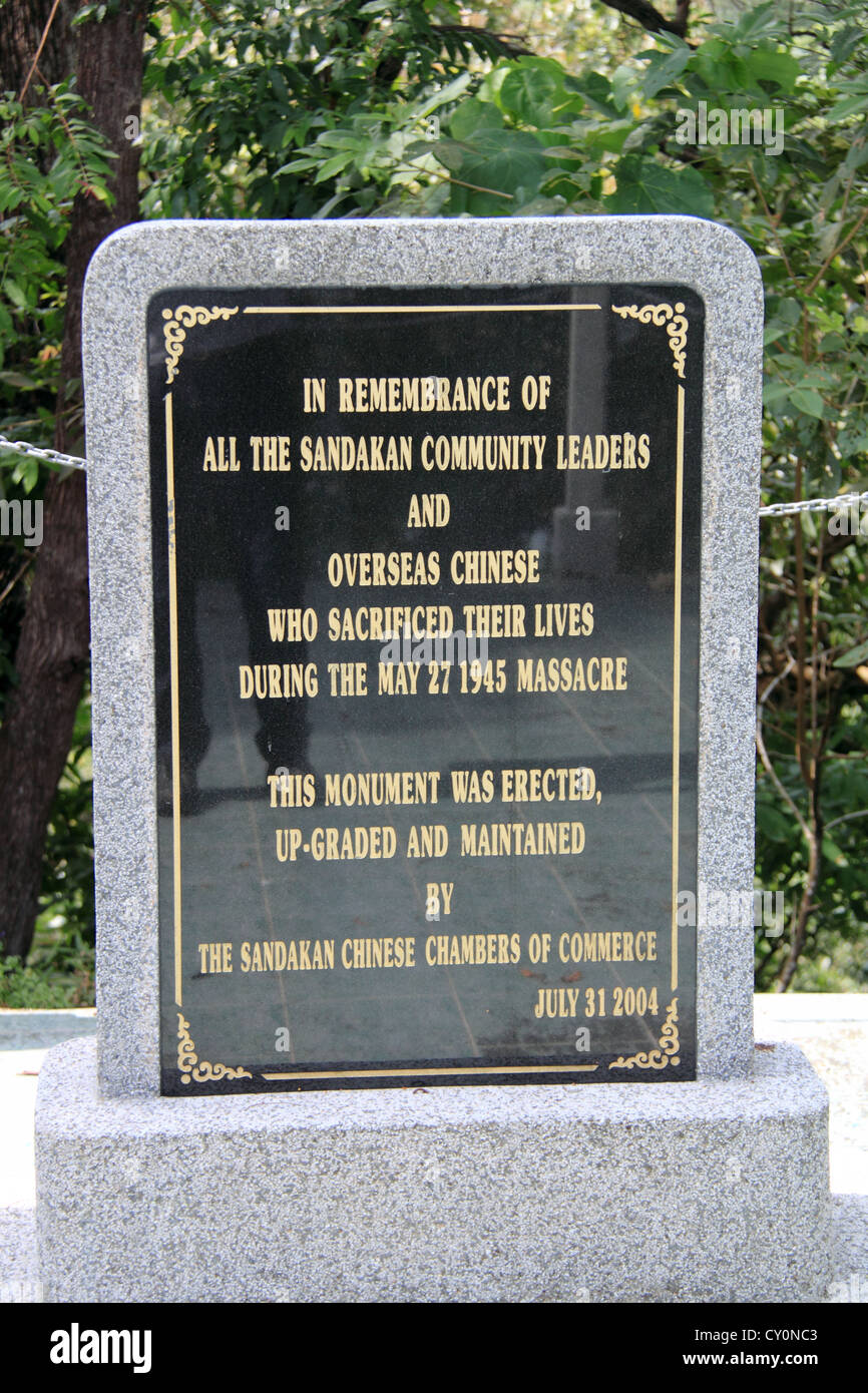 World War 2 Chinese Memorial, part of the Sandakan Heritage Trail ...