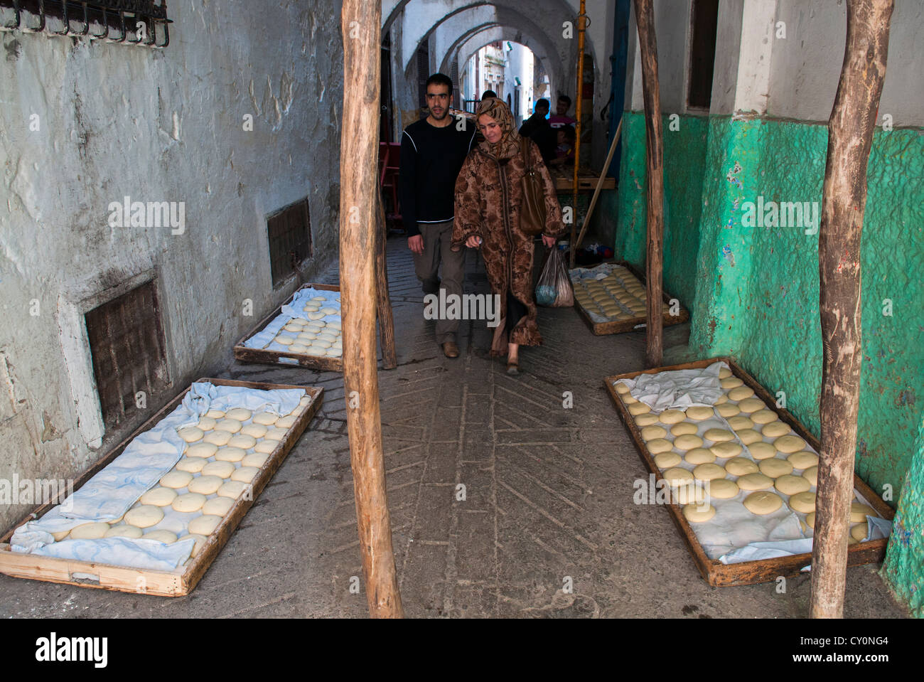 Leavened bread in the street, Medina, Tetouan, UNESCO World Heritage ...