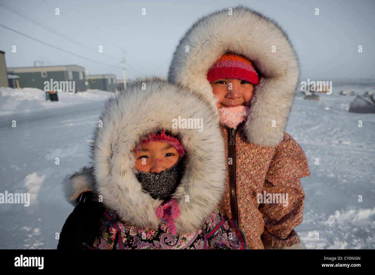 Inuit girls at the northpole Stock Photo - Alamy