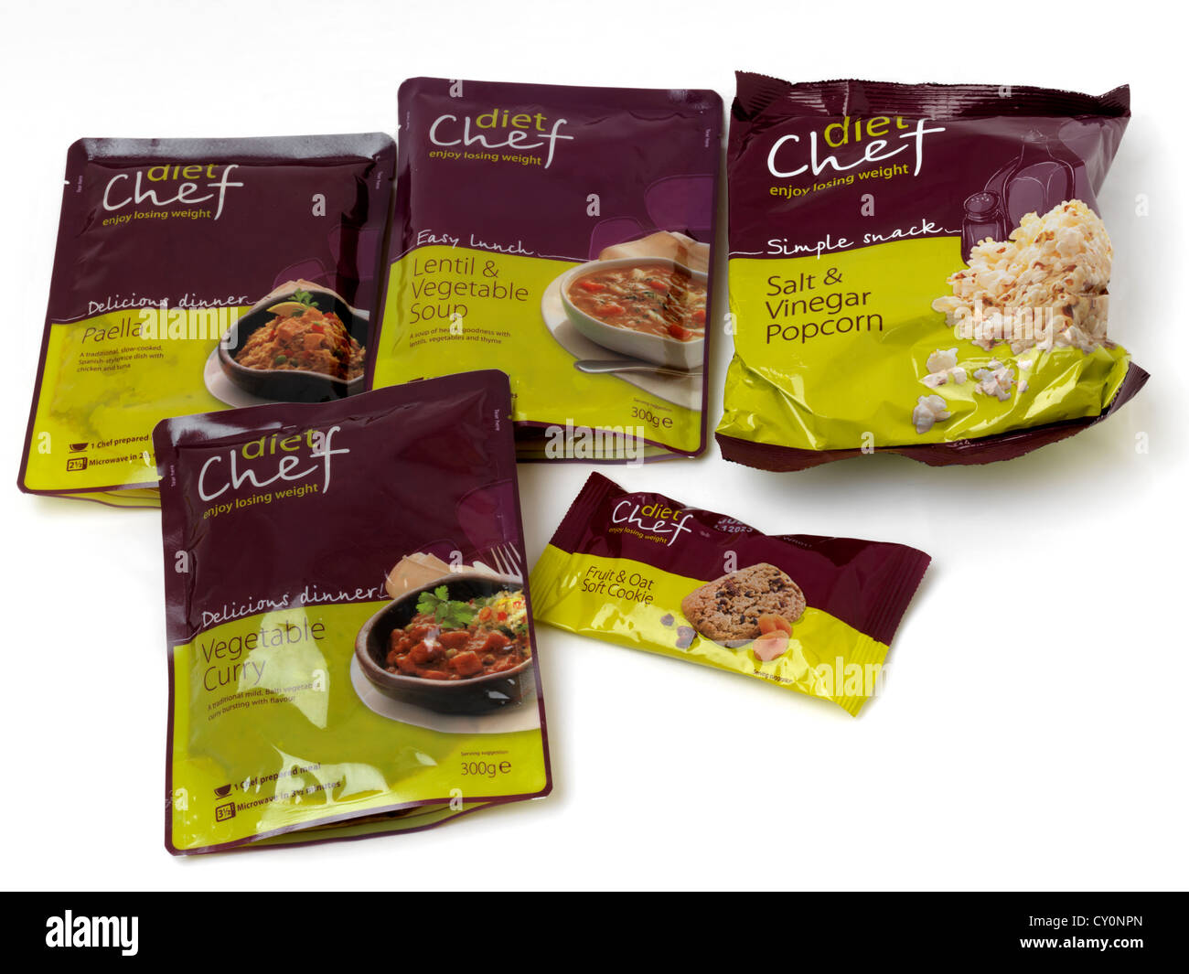 Diet Chef Sachets Of Diet Food Dinner, Lunch And Snacks Stock Photo - Alamy