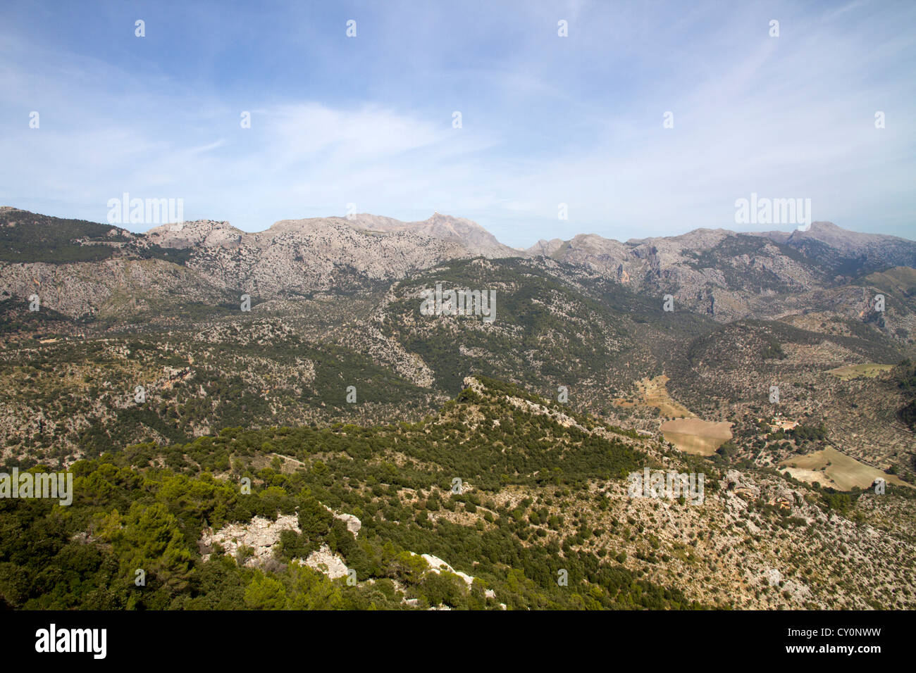 Mallorca mountain view from Castillo de Alaro' Stock Photo - Alamy