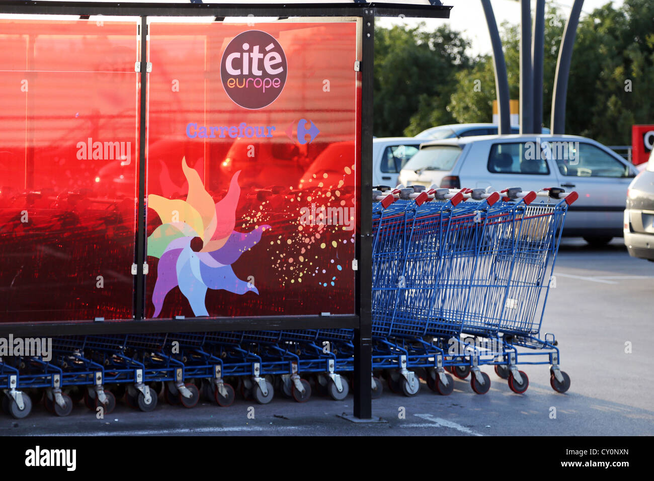 Calais France Cite Europe Trolley Bay In Car Park Stock Photo - Alamy
