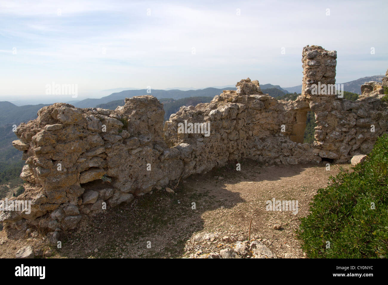 Castillo de Alaro' castle ruins, Puig de Alaro' mountain hill, Mallorca ...