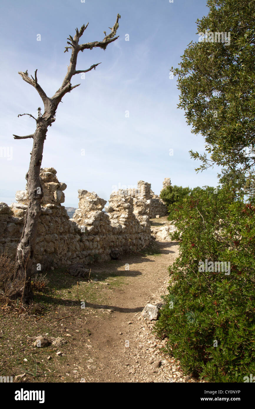 Castillo de Alaro' castle ruins, Puig de Alaro' mountain hill, Mallorca ...