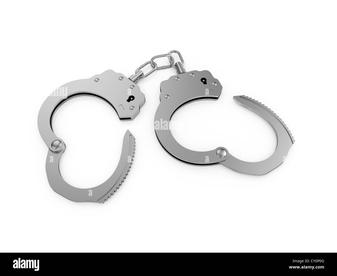 3d render of handcuffs isolated on white background Stock Photo - Alamy