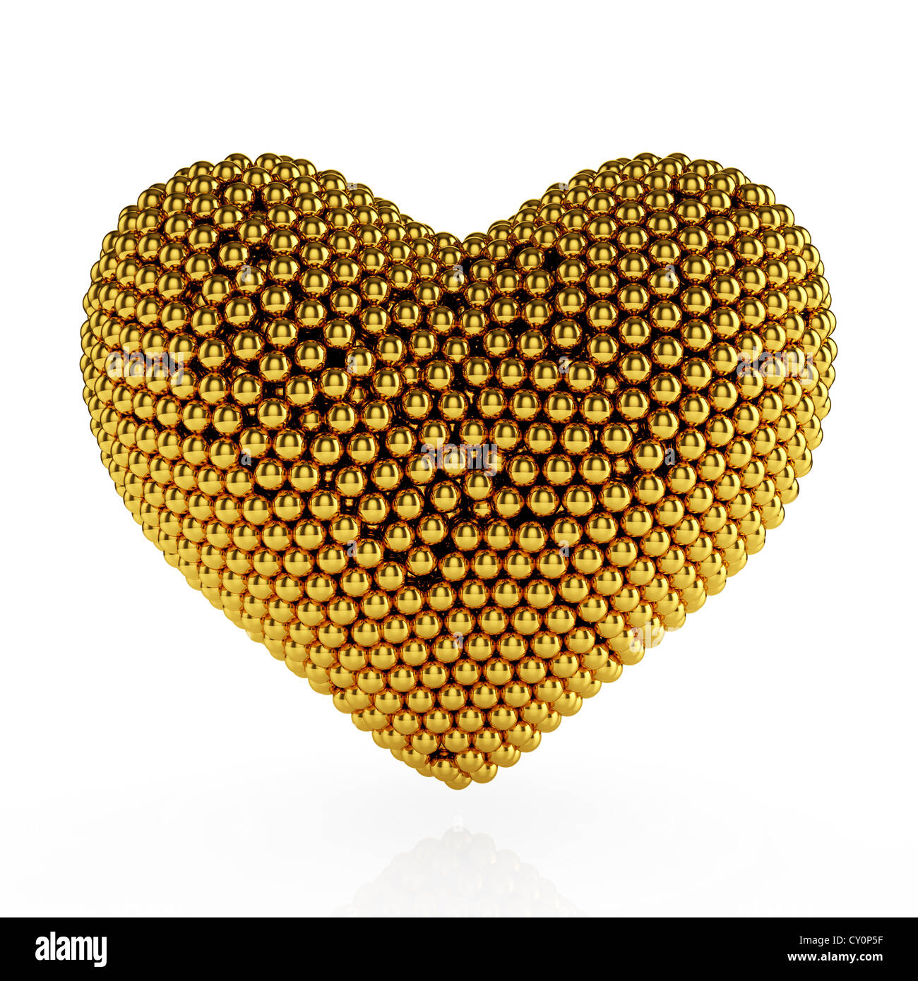 3d heart from the golden spheres on white background Stock Photo - Alamy