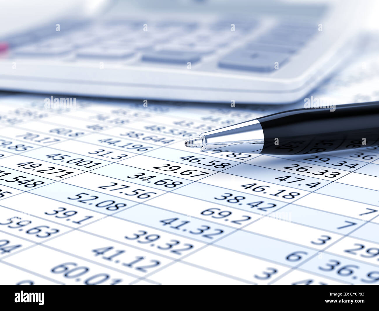 Business background, market analysis concept with financial data, pen ...