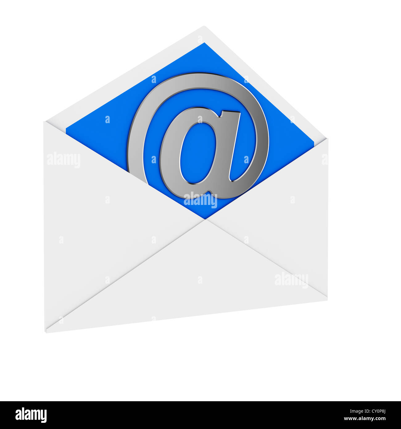 3d illustration of opened mail envelope with "@" letter Stock Photo - Alamy
