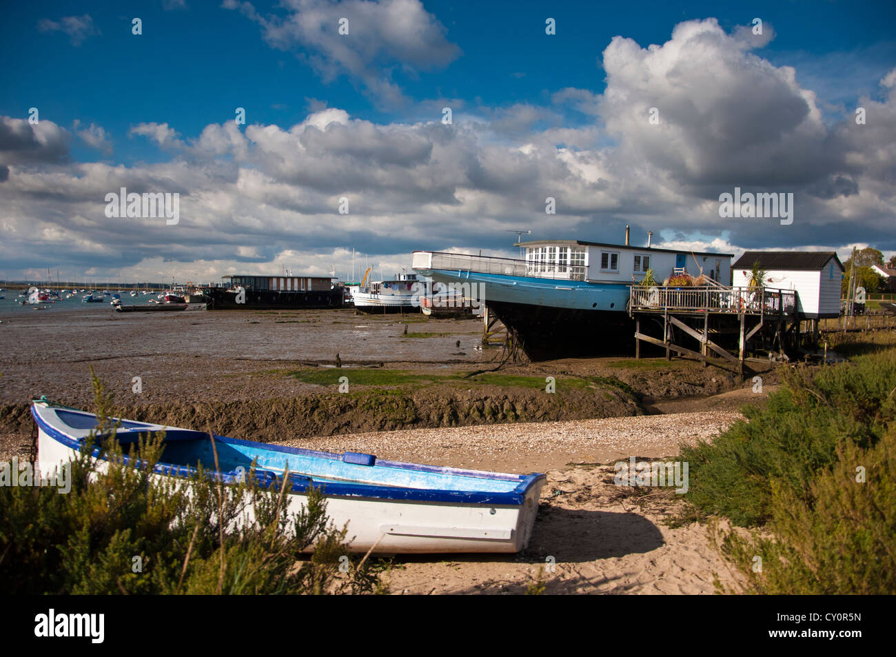 Old sailing ship converted to houseboat Stock Photo - Alamy