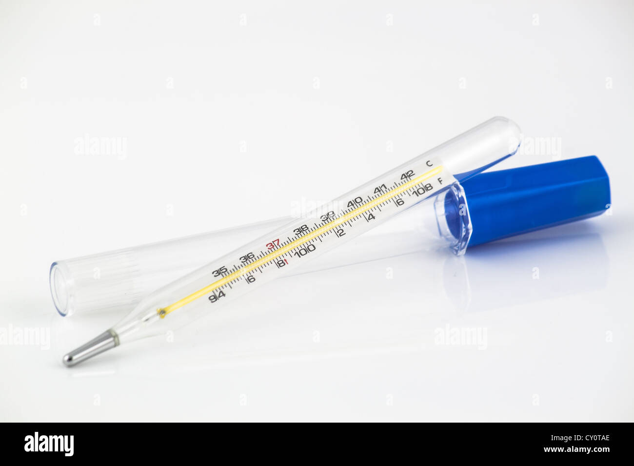 Glass mercury thermometer isolated on white background Stock Photo - Alamy