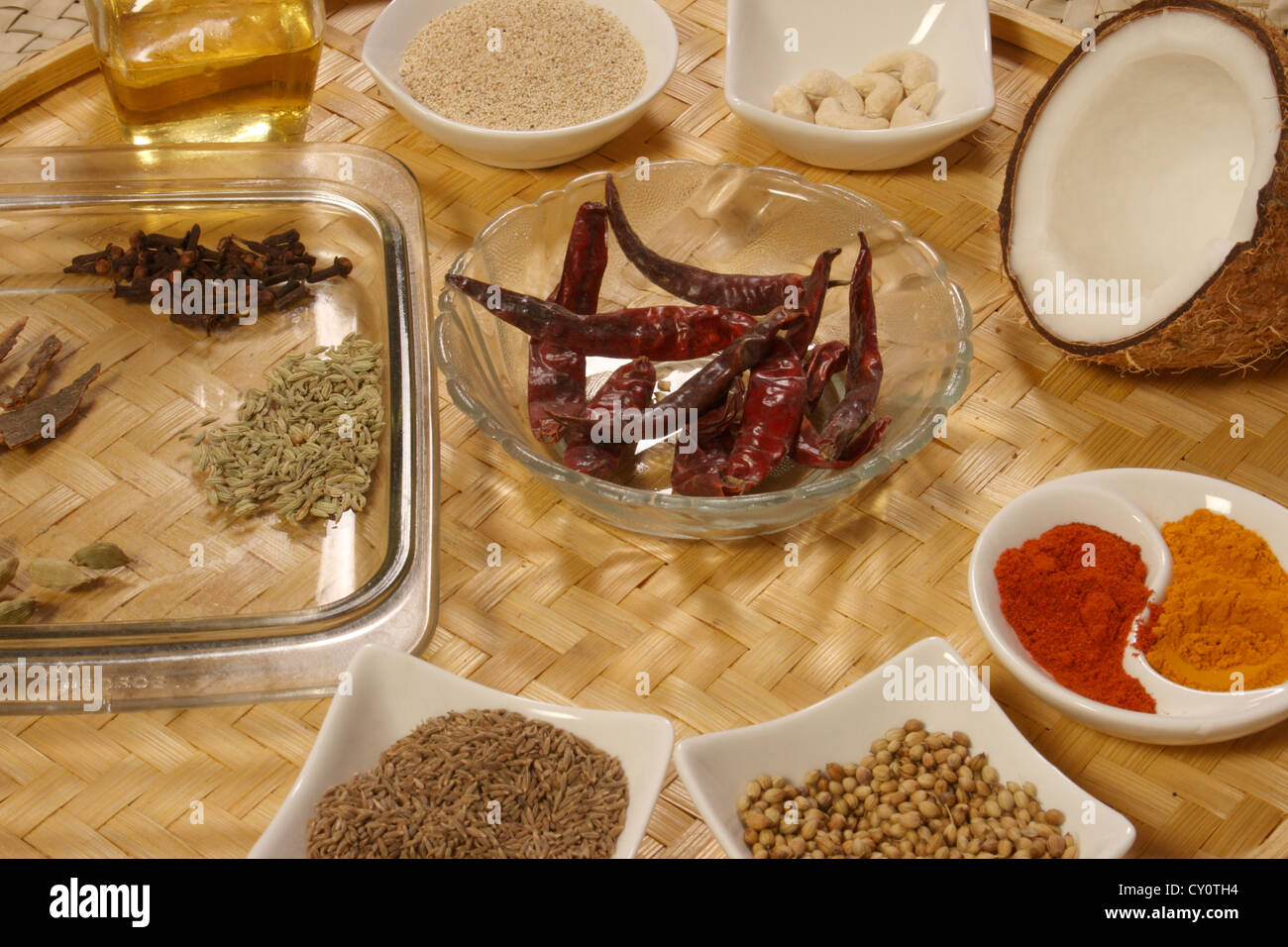 Collection of Indian Spices, Masalas, Condiments and Dry Fruits Stock ...