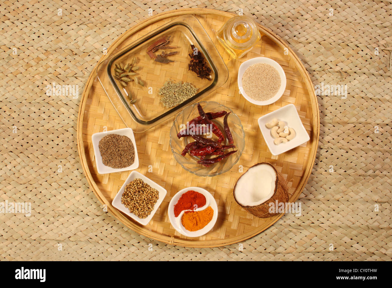 Collection of Indian Spices, Masalas, Condiments and Dry Fruits Stock ...