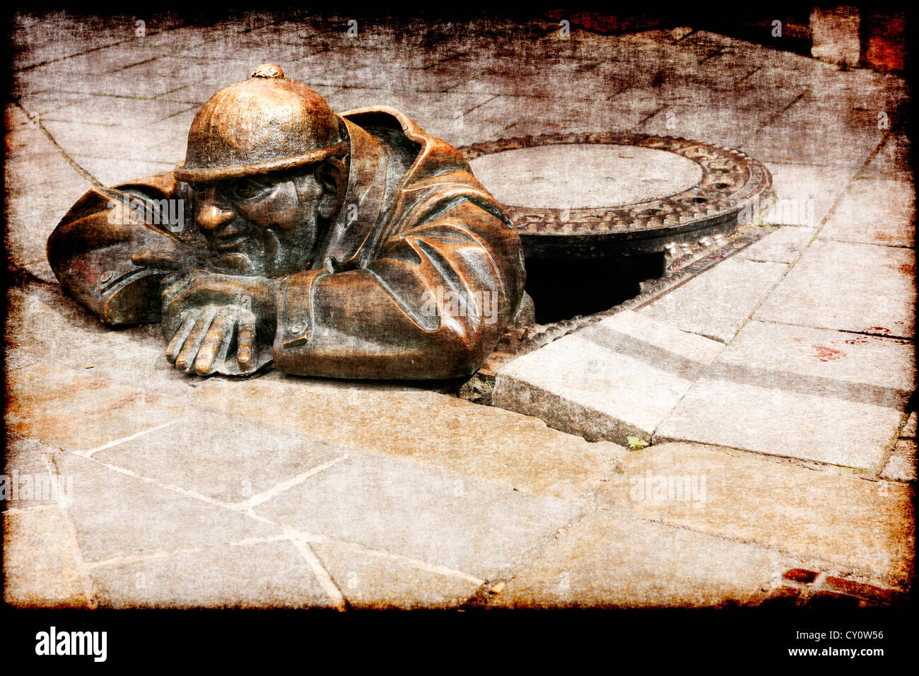 Cumil - Rubberneck statue man at work in Bratislava old town Stock ...