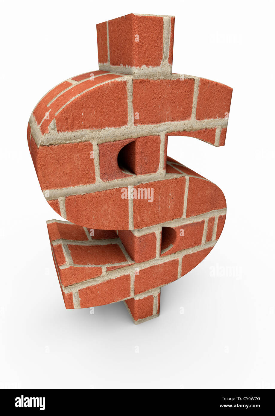 3D render of a Dollar symbol built from bricks - Concept image Stock ...