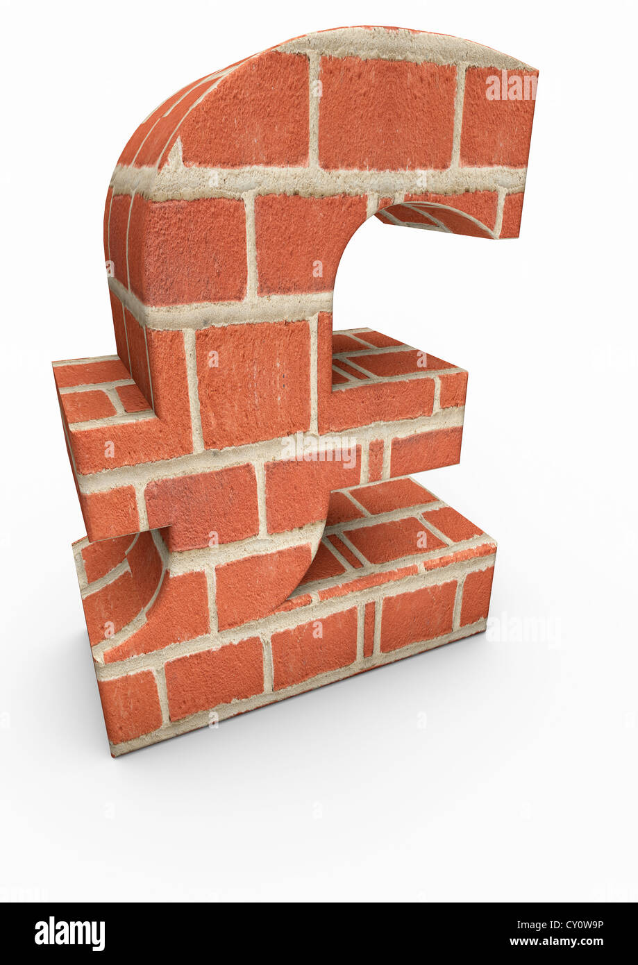 3D render of a British Pound symbol built from bricks - Concept image ...