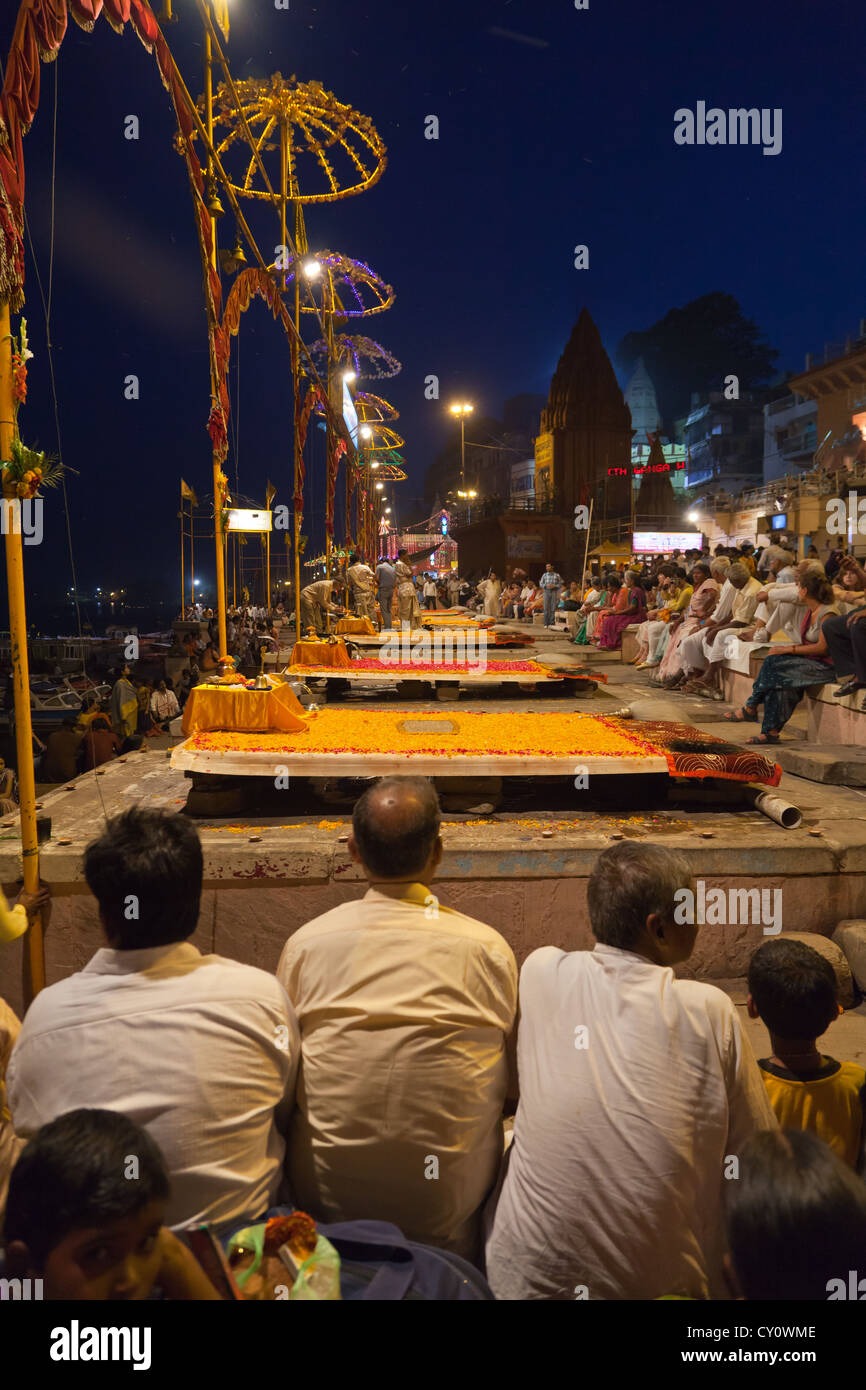 Traditional Hindu Ceremony on the Banks of the River Ganges in Varanasi ...