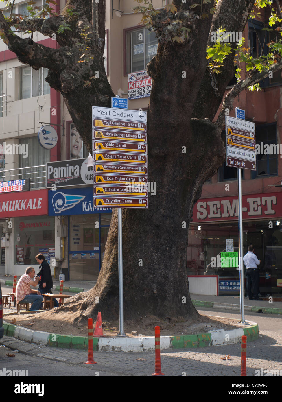 Street signs especially for tourist pedestrians in Bursa Turkey are ...