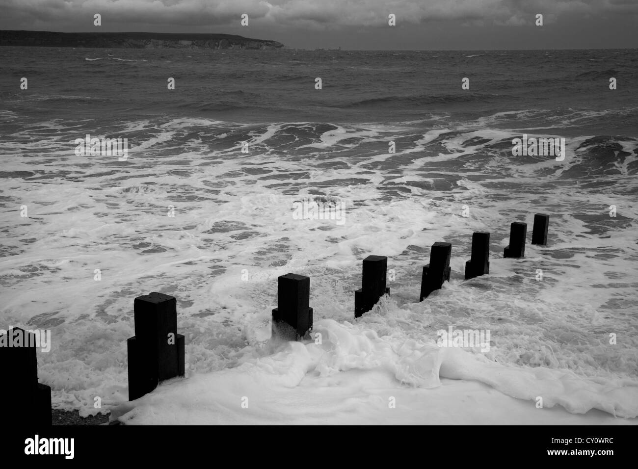 Solent & Isle of Wight from Milford-on-sea Hampshire England Stock ...