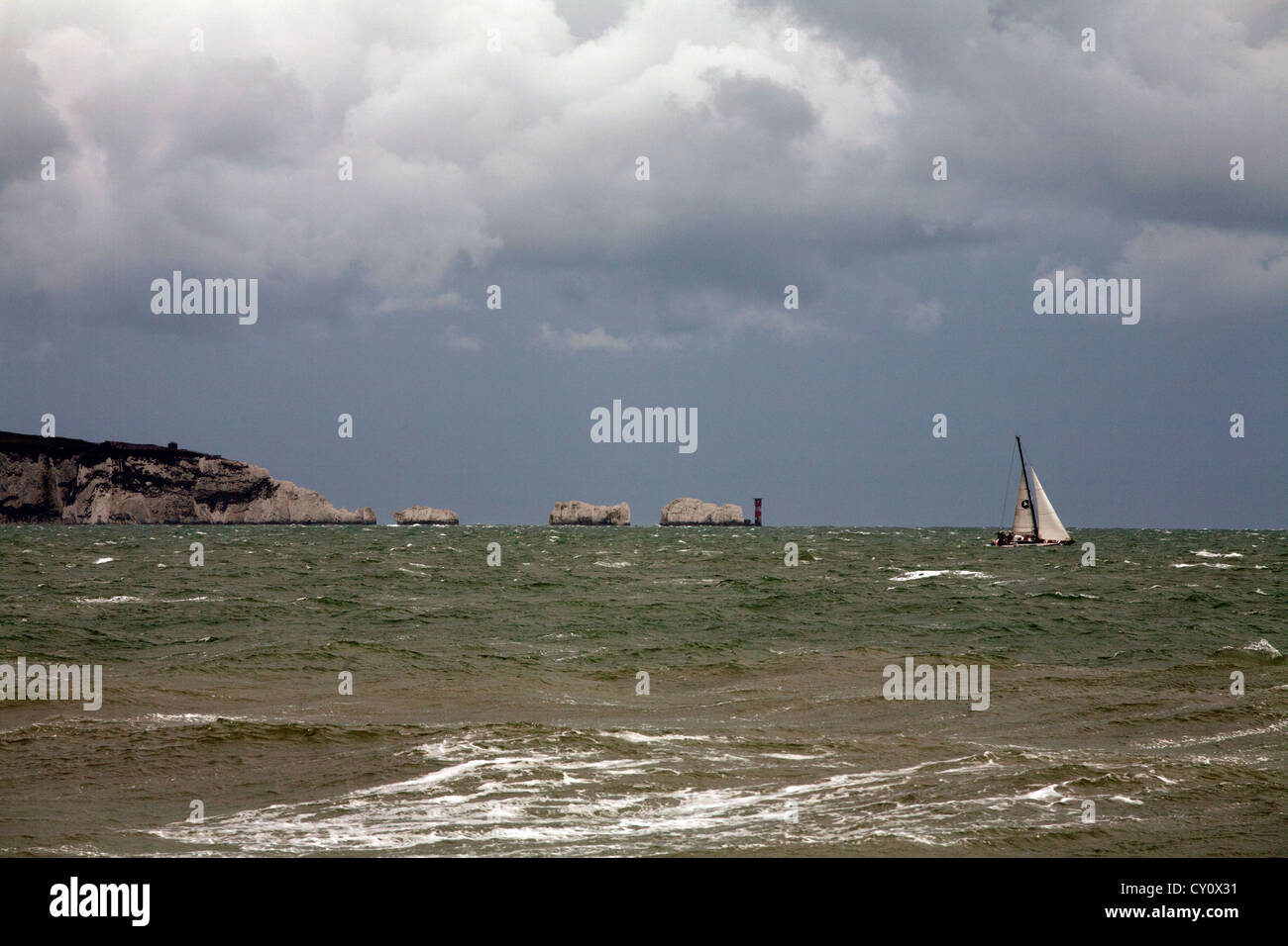 Solent & Isle of Wight from Milford-on-sea Hampshire England Stock ...