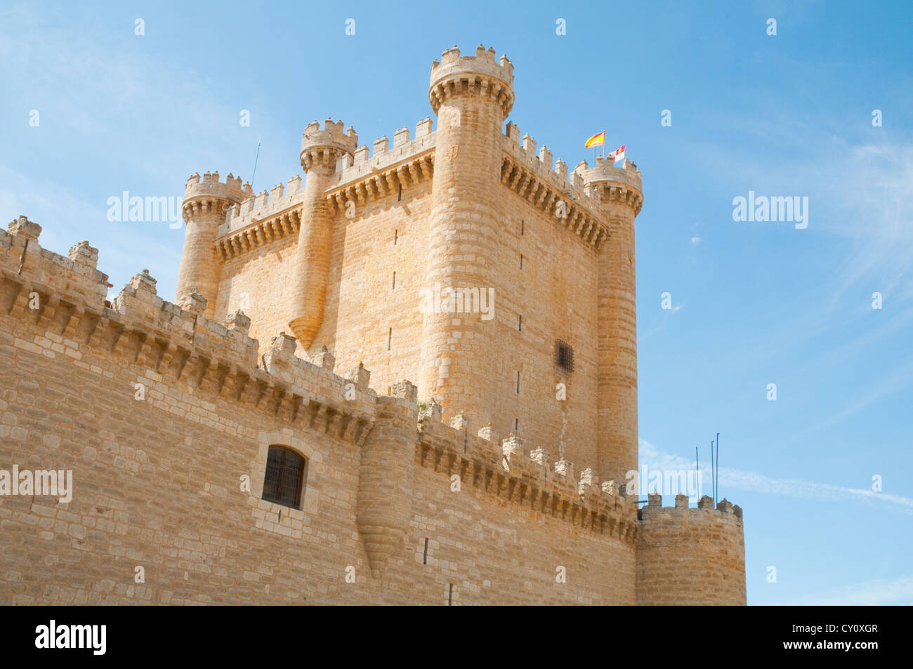 Keep of the castle. Fuensaldaña, Valladolid province, Castilla Leon ...