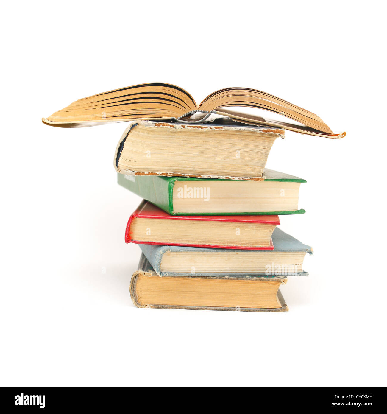 Stack of old books isolated on white background Stock Photo - Alamy