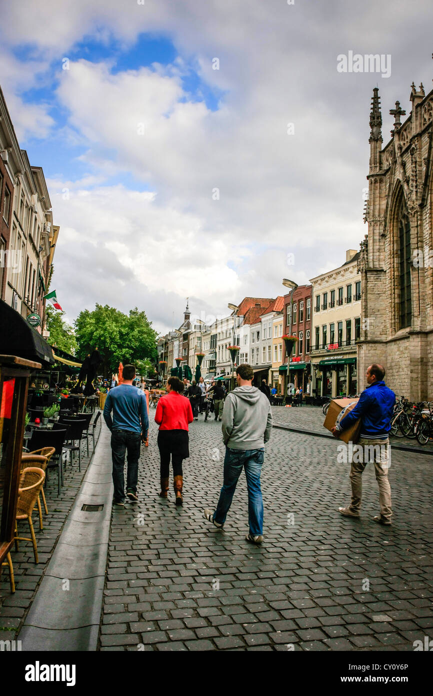 People out in Grote Markt area of Breda Holland Stock Photo - Alamy