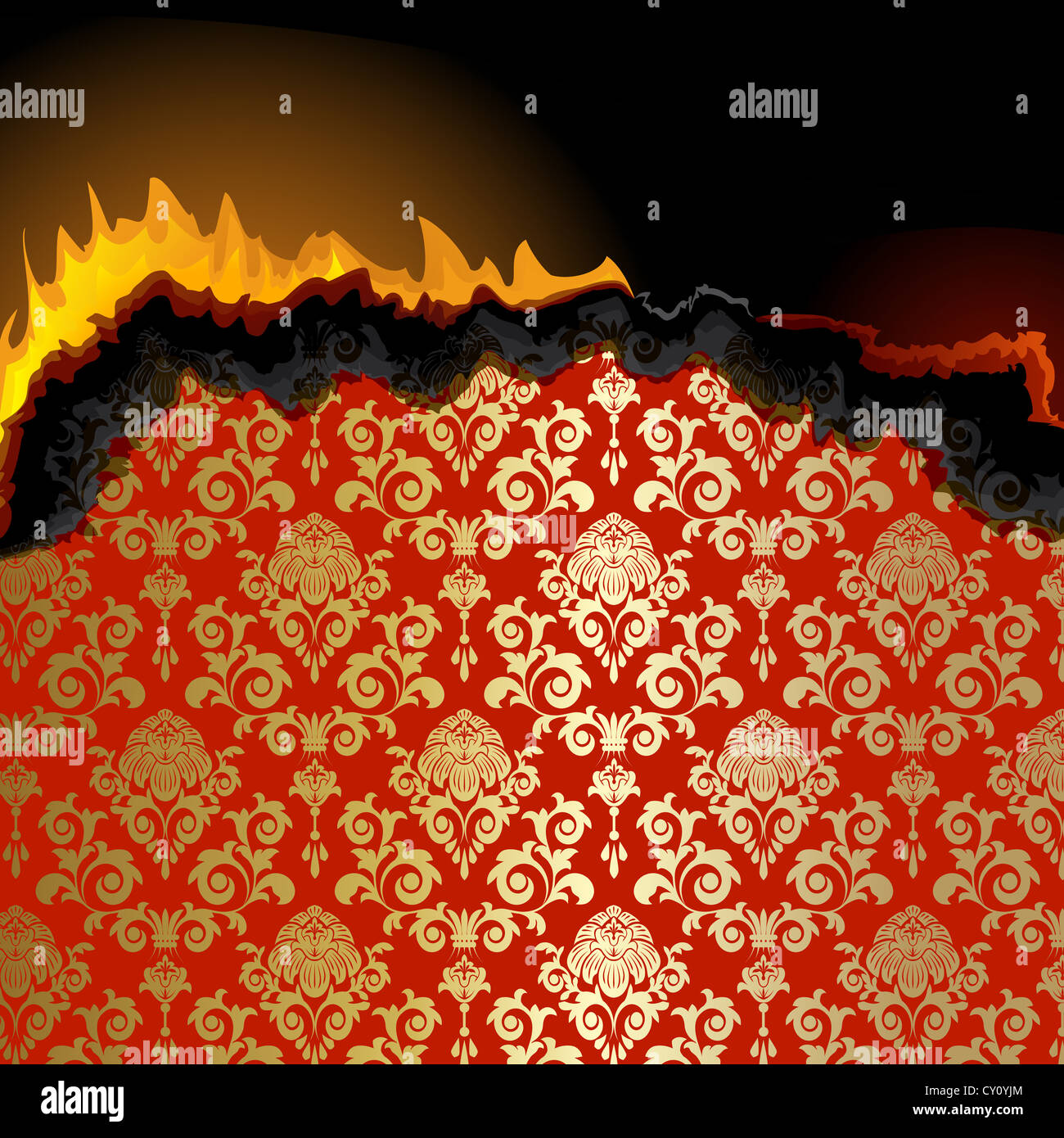 Piece of burning paper with floral pattern Stock Photo - Alamy