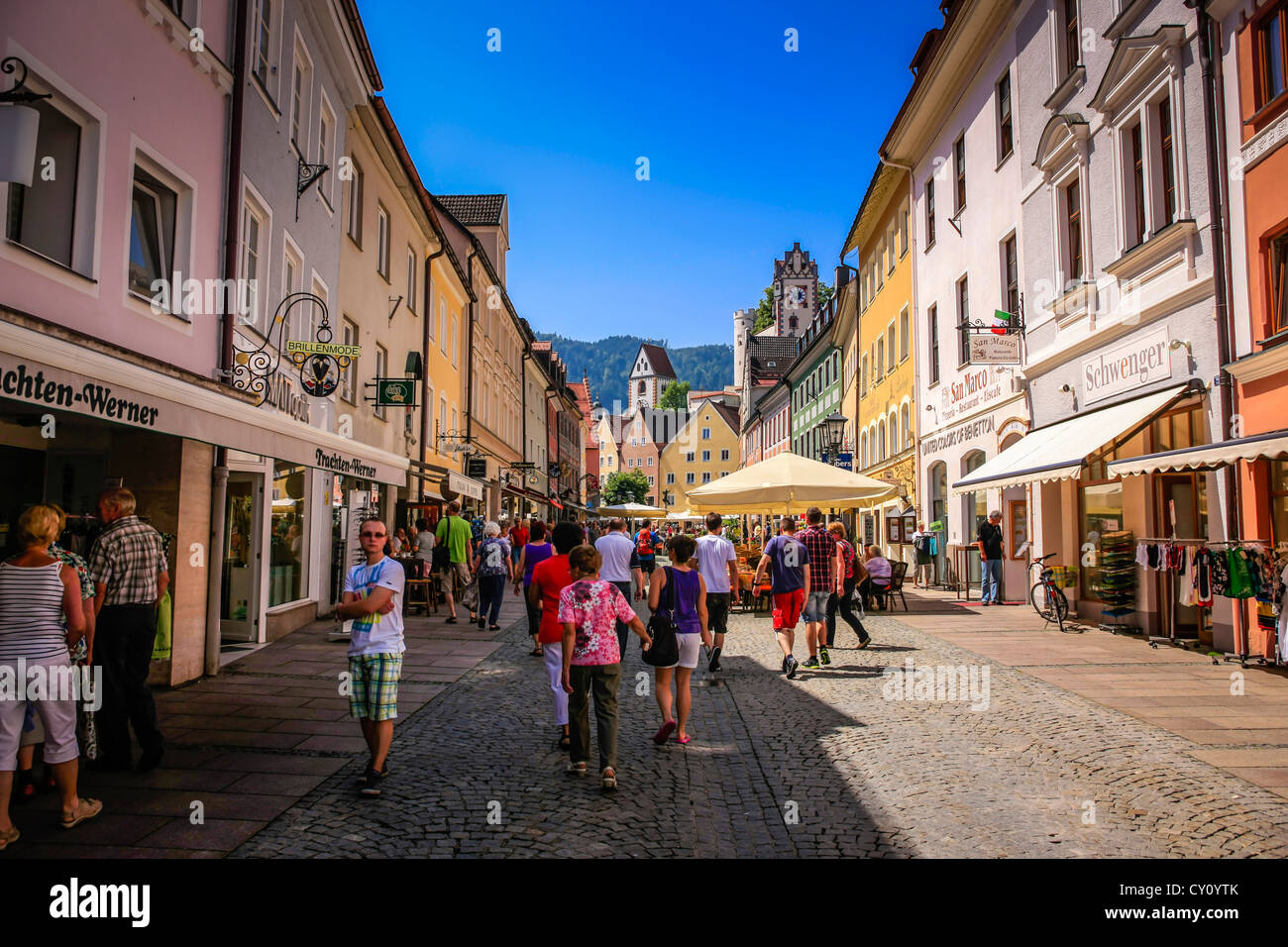 Main shopping street in Fussen South Germany Stock Photo - Alamy