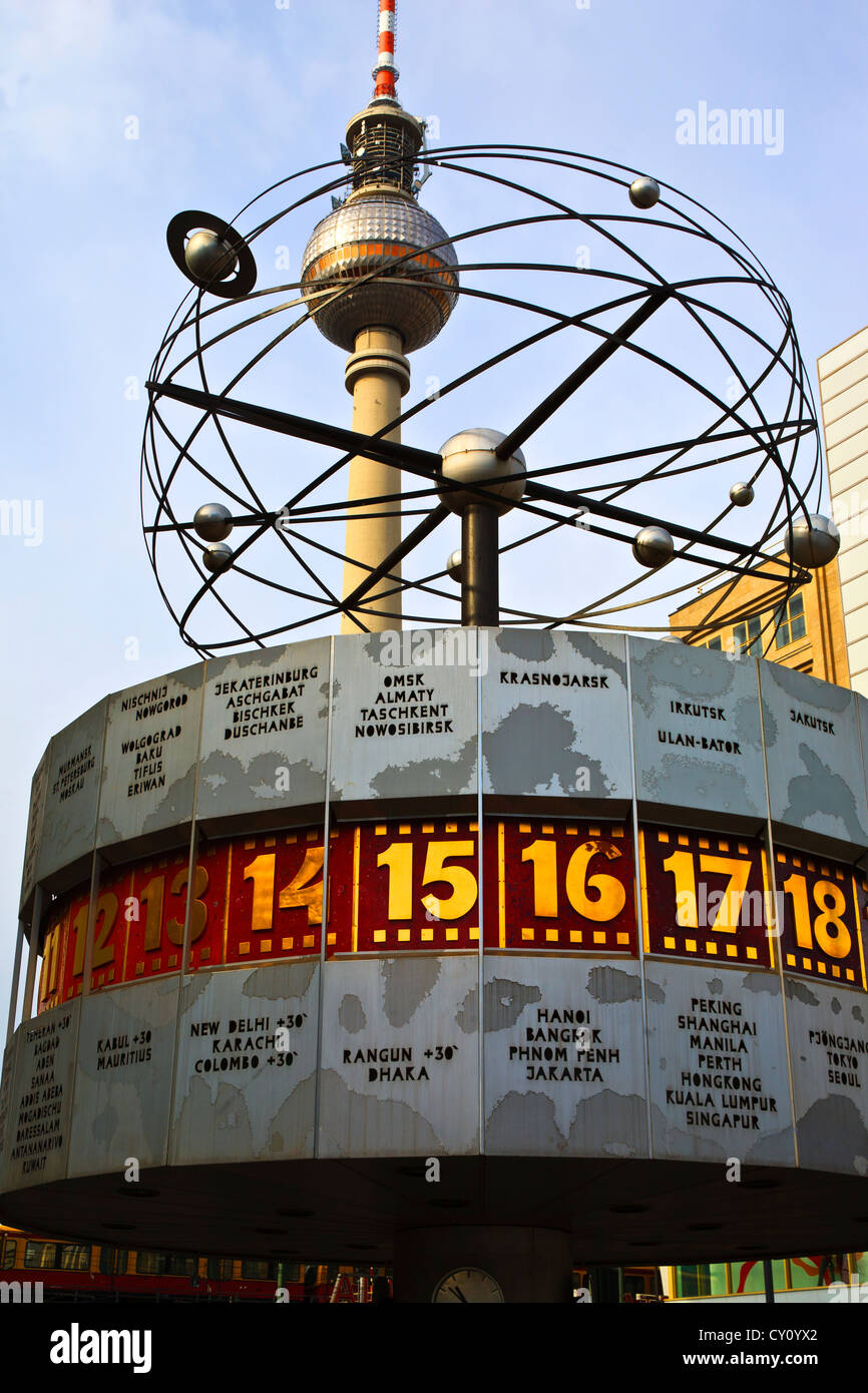Alexanderplatz Berlin Germany World clock and TV tower Stock Photo - Alamy