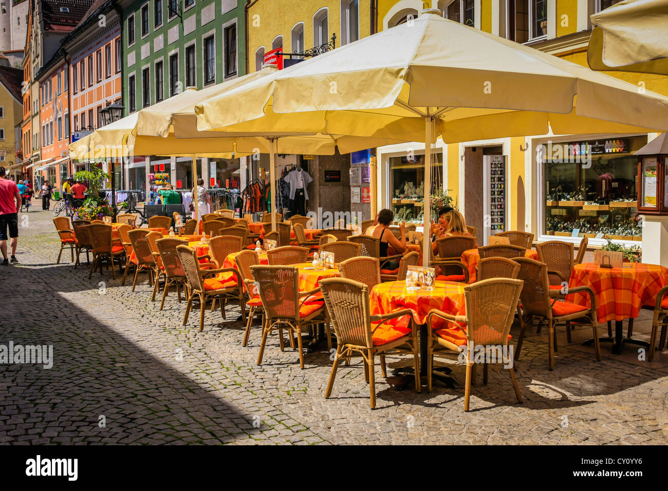 Outdoor cafe culture in Fussen Germany during the summer Stock Photo ...