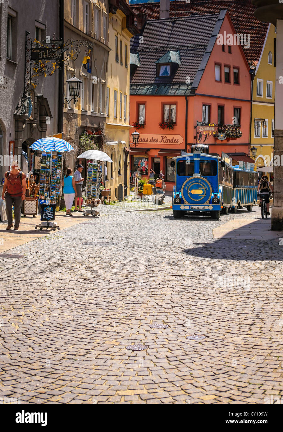 The blue tourist land-train shuttles tourists around the picturesque ...