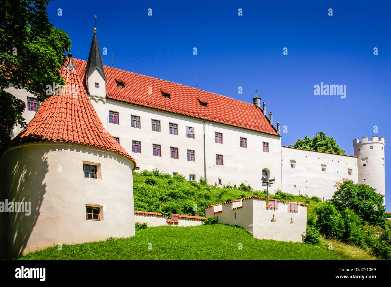 The Hohes Schloss (Castle) looks down over Fussen in Germany Stock ...