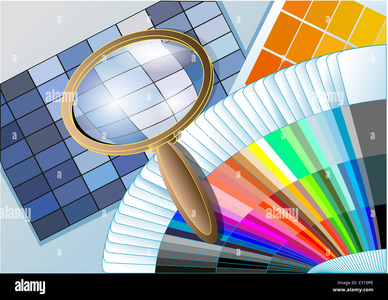 the color table with a magnifying glass Stock Photo - Alamy