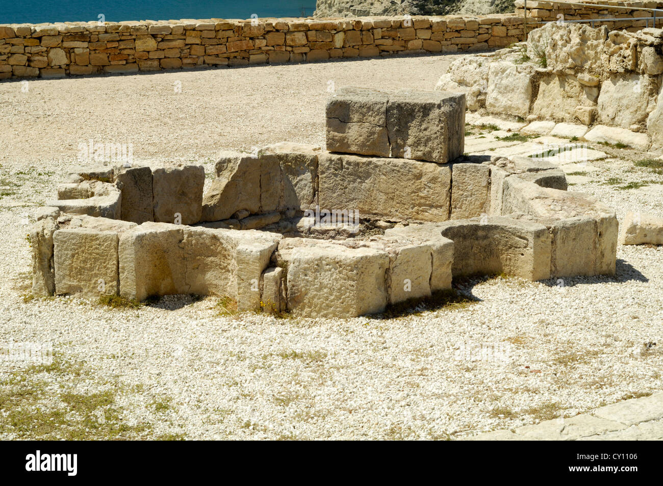 Hexagonal cistern in the open court of the Early Christian Basilica ...